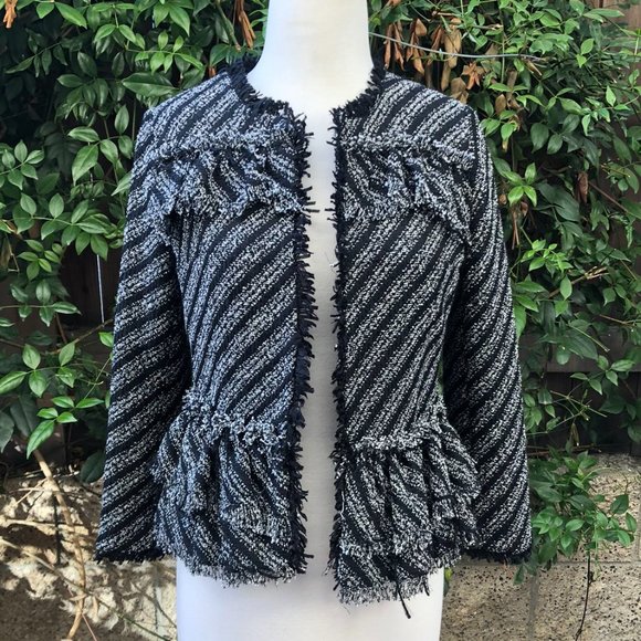 Ann Taylor | Jackets & Coats | Ann Taylor Ruffle Tweed Diagonal Stripe ...
